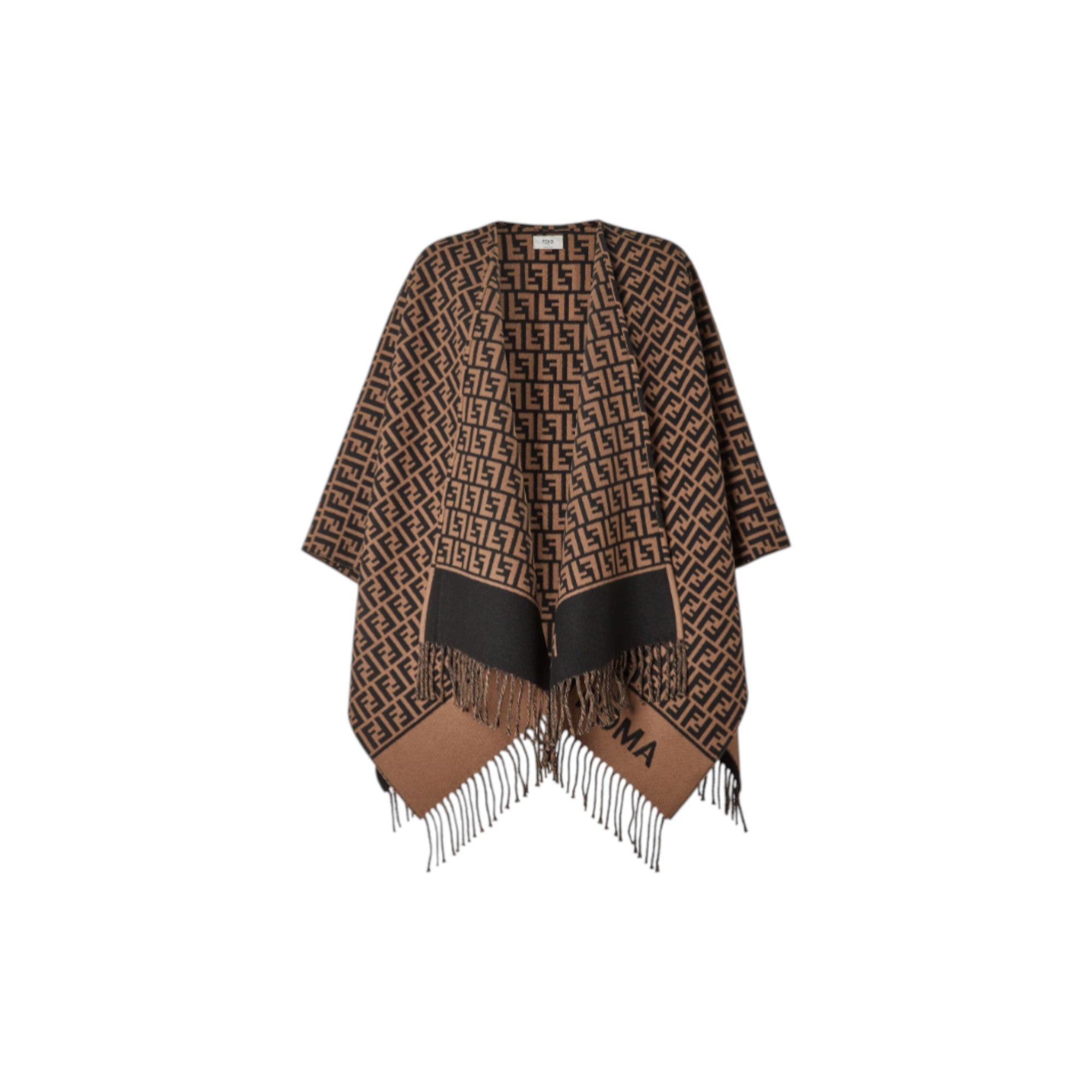 Fendi Brown Wool And Cashmere Poncho